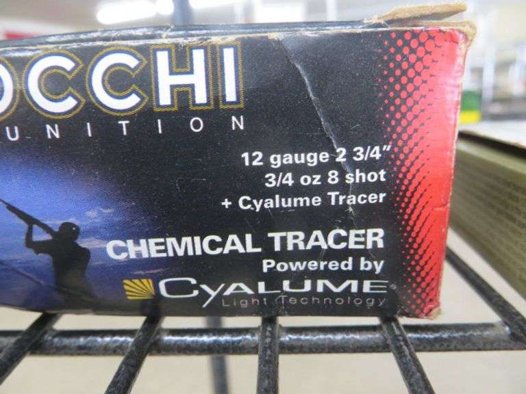 Ammo - Fiocchi 12ga 2.75" #8 w/ Tracer 5 rounds - Lambrecht Auction, Inc.