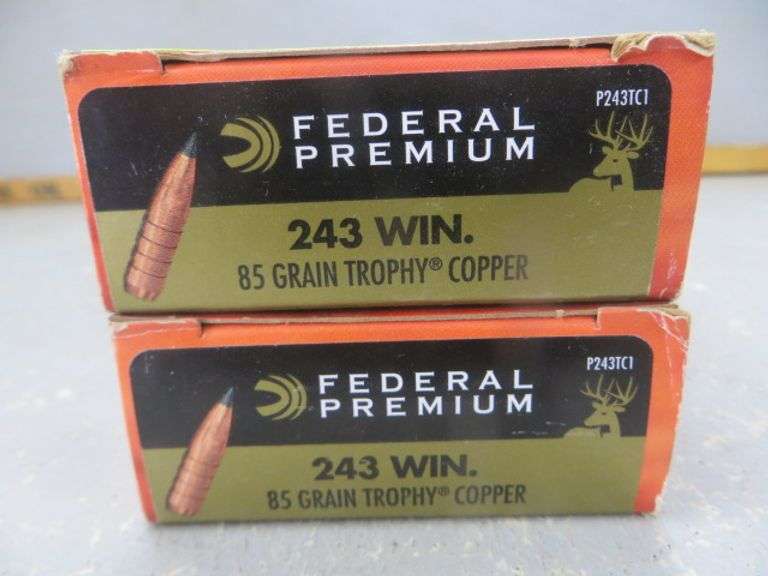 Ammo - Federal .243 Win 85gr Trophy Copper 20/bx - Lambrecht Auction, Inc.