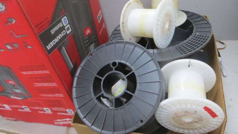 PVC Pipe Fittings & Wire Spools (3 boxes) - Lambrecht Auction, Inc.