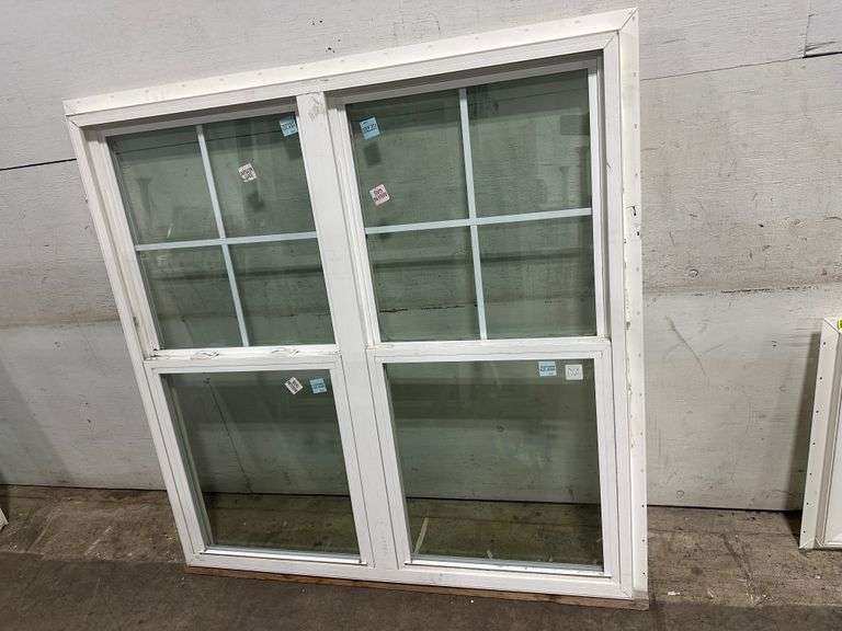 White Vinyl Vertical Slider Window 51 1/2"x52 1/2" - Lambrecht Auction ...