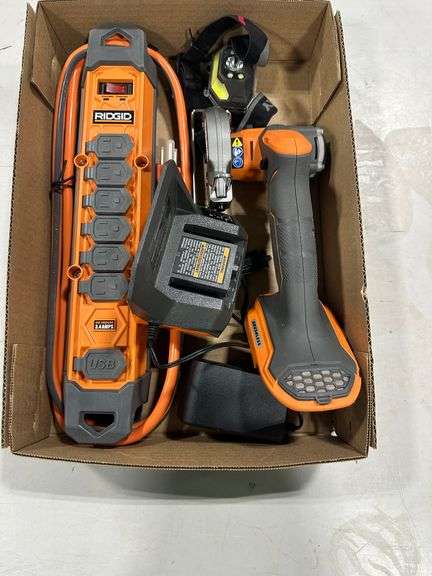 RIDGID Cordless Compact Power Saw and Multi-Outlet Power Strip ...