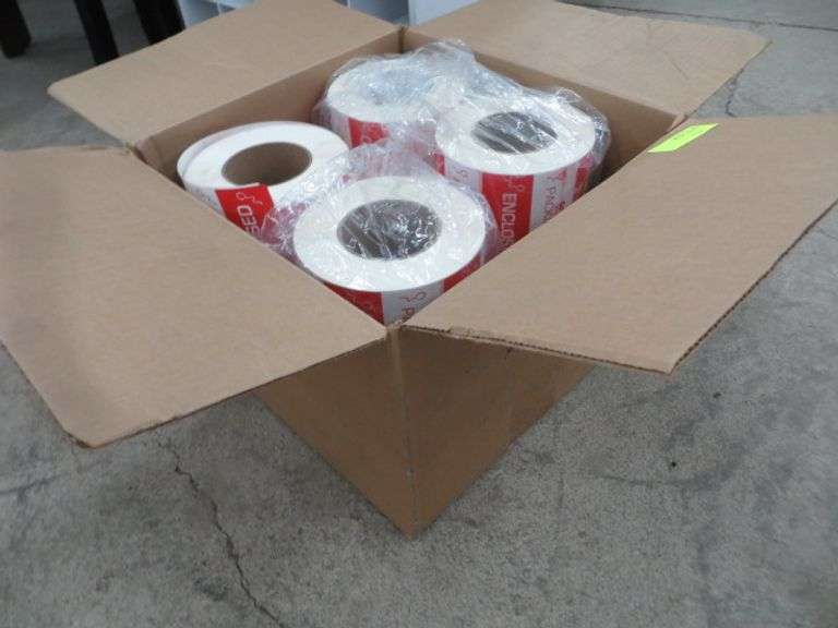 "Packing List Enclosed" Stickers - 8 large rolls - Lambrecht Auction, Inc.