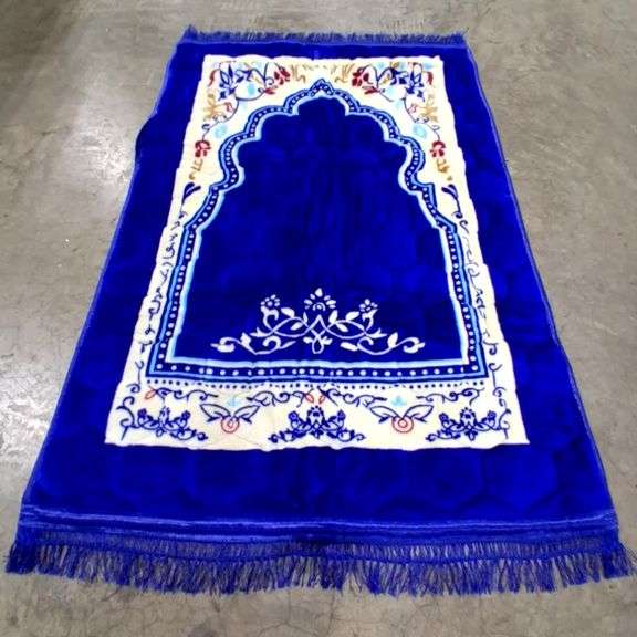 YAZEIN Muslim Prayer Rug Padded Islamic Mat Royal Blue 31.5x47.2 ...