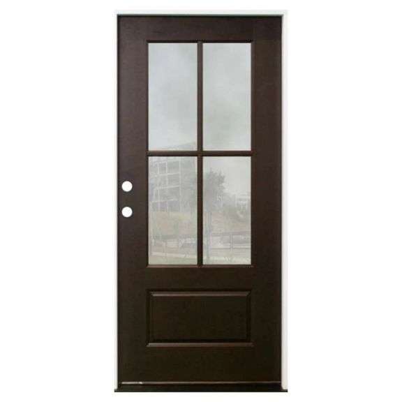Chestnut Fiberglass 4-lite Pre-hung Front Door 38"x82" RH - Lambrecht ...