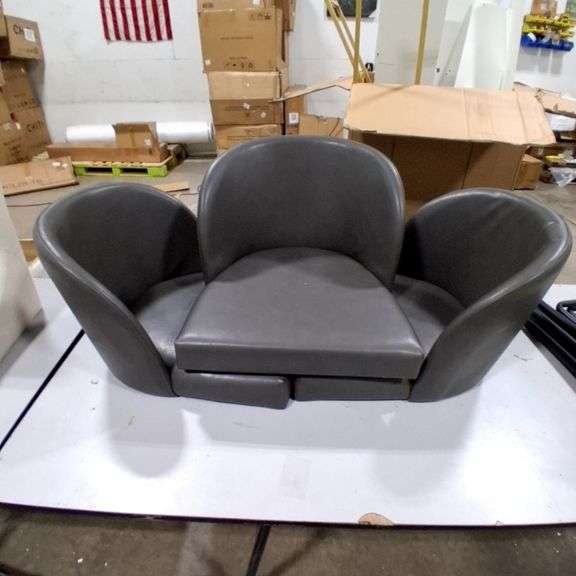 Gray Vinyl Upholstered Three-Seat Modular Sofa Section - Lambrecht ...