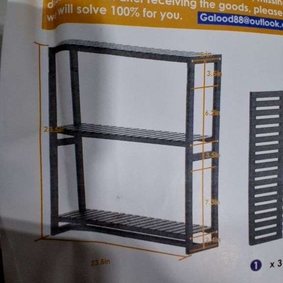 Wooden 3-Tier Slatted Shelf Unit - Lambrecht Auction, Inc.