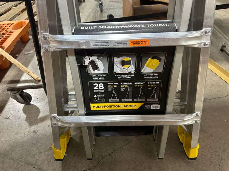 Gorilla Ladders 22 ft. Reach Aluminum Multi-Position Ladder w/ Project ...