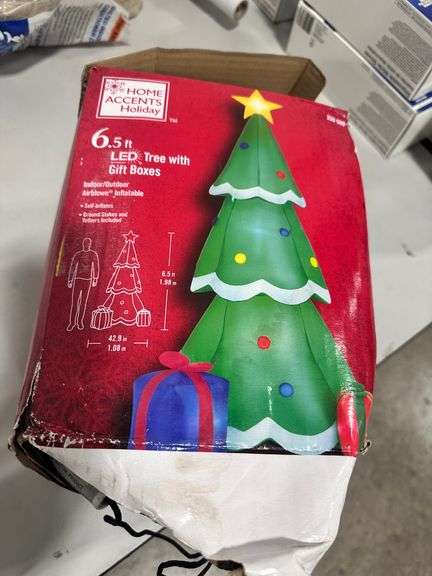 Home Accents 6.5 ft LED Christmas Tree with Gift Boxes Airblown ...