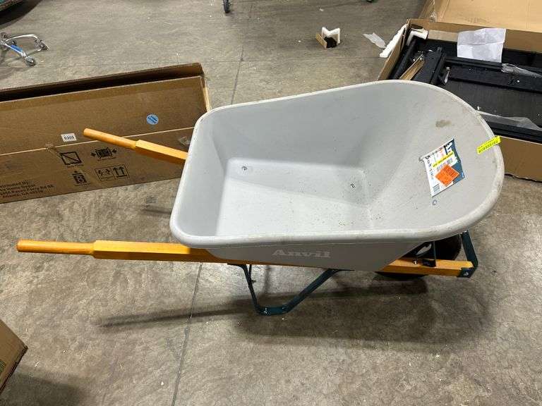 Anvil 6 cu. ft. Steel Wheelbarrow with a Pneumatic Tire & Wood Handles ...