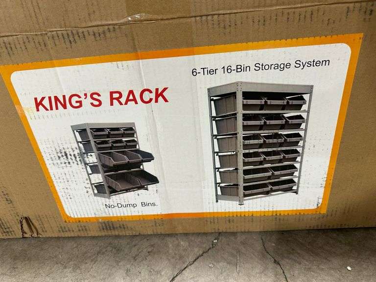 Gray 6-Tier Boltless Bin Storage System Garage Storage Rack - Lambrecht ...