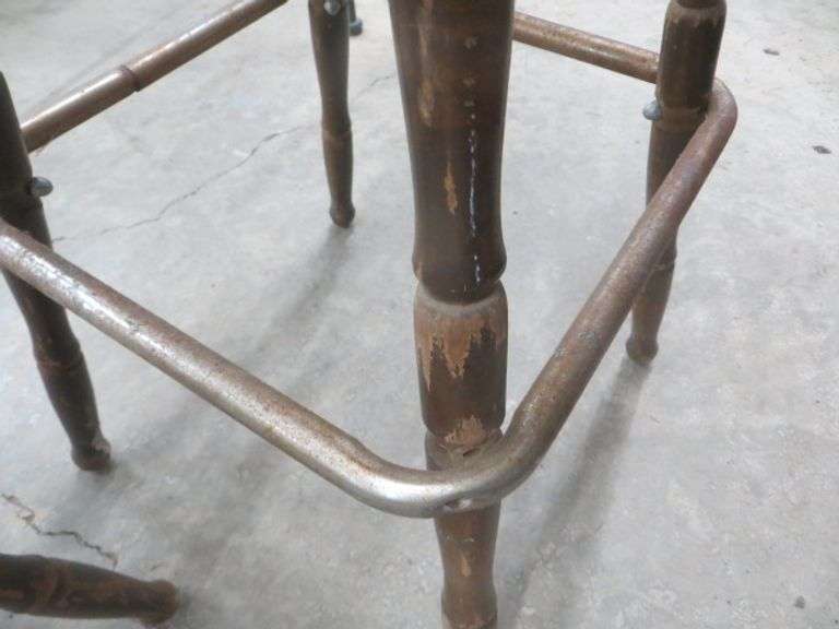 Pair of Bar Stools - Rusty Foot Rungs - Lambrecht Auction, Inc.