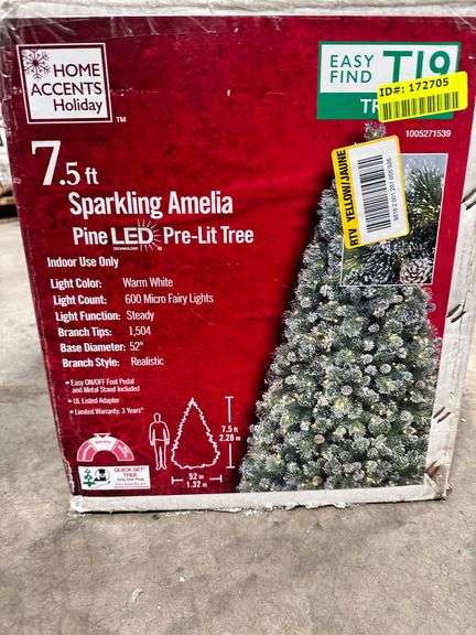 7.5Ft Sparkling Amelia Pine LED Prelit Tree T19 - Lambrecht Auction, Inc.