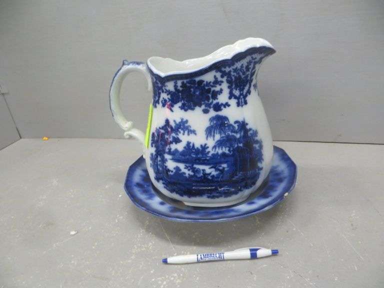 Flo-Blue Bowl & Blue & White Pitchersee pics & details - Lambrecht ...