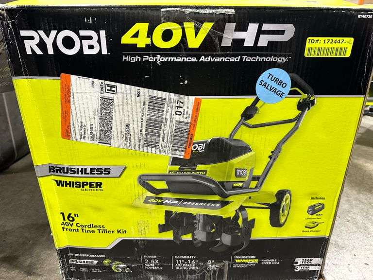 RYOBI 40V HP Brushless 16 in. Front Tine Tiller - Lambrecht Auction, Inc.