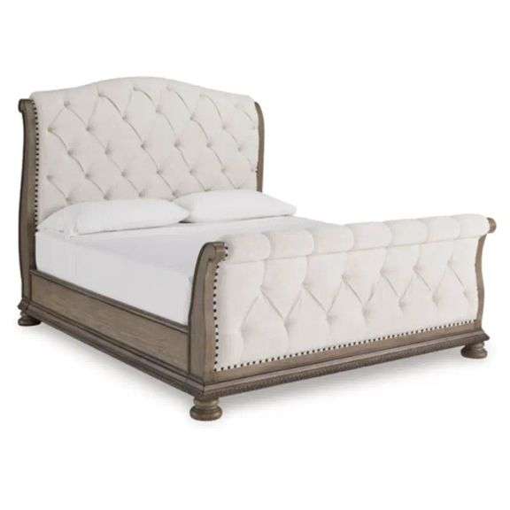 Ashley Furniture Ardenfield Queen Upholstered Sleigh Bed - Lambrecht ...