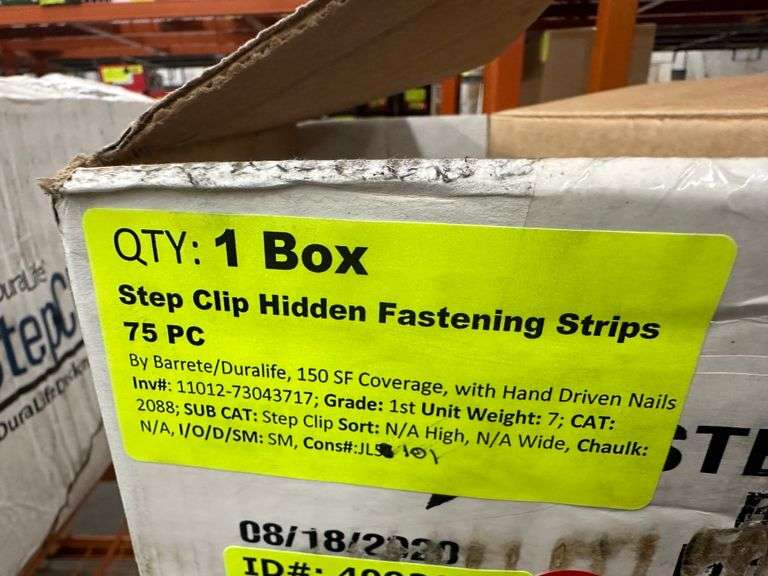 Step Clips Hidden Fastening Strips 75 Pieces - Lambrecht Auction, Inc.