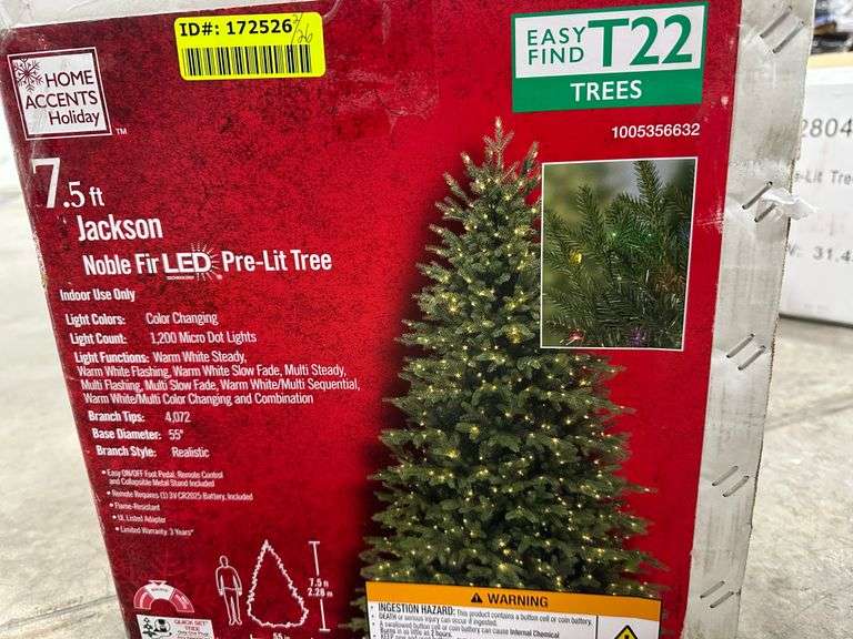 7.5 ft. Jackson Noble Fir LED Pre-Lit Artificial Christmas Tree ...