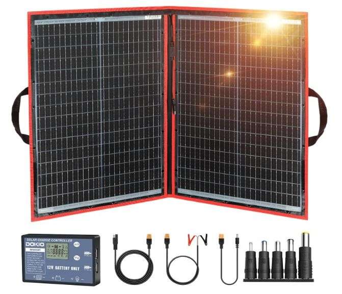 DOKIO 110w 18v Portable Foldable Solar Panel Kit (21x28inch, 5.9lb ...