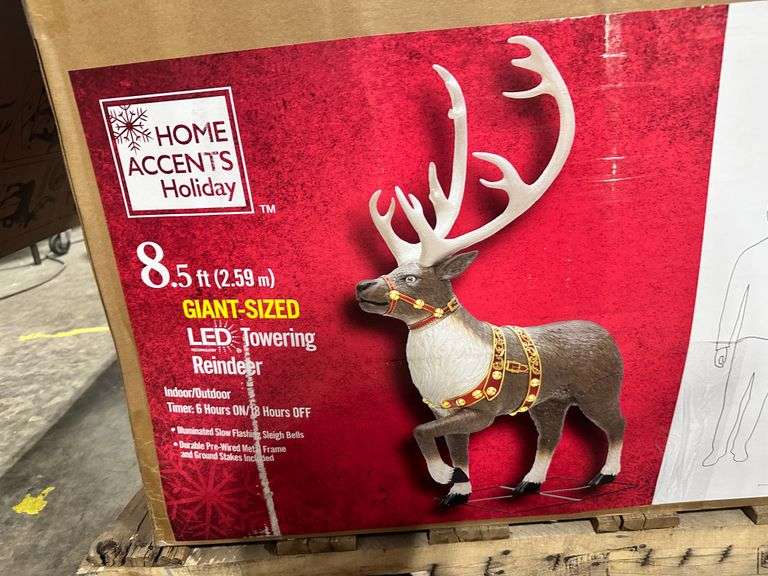 8.5 Ft. LED Giant Reindeer Holiday Yard Decoration - Lambrecht Auction ...