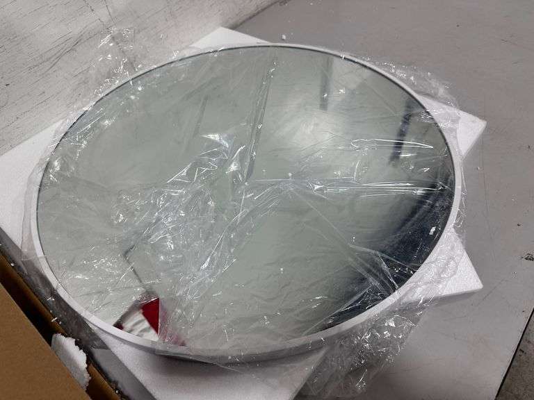 Glass Warehouse 24 in. W x 24 in. H Framed Round Mirror - Lambrecht ...