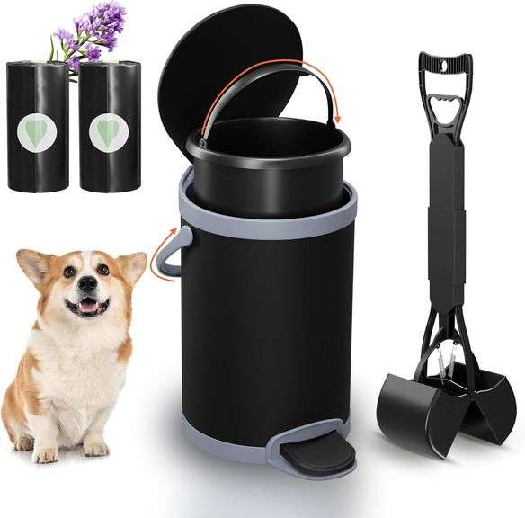 Dog Poop Outside Trash Can & Accessories - Lambrecht Auction, Inc.