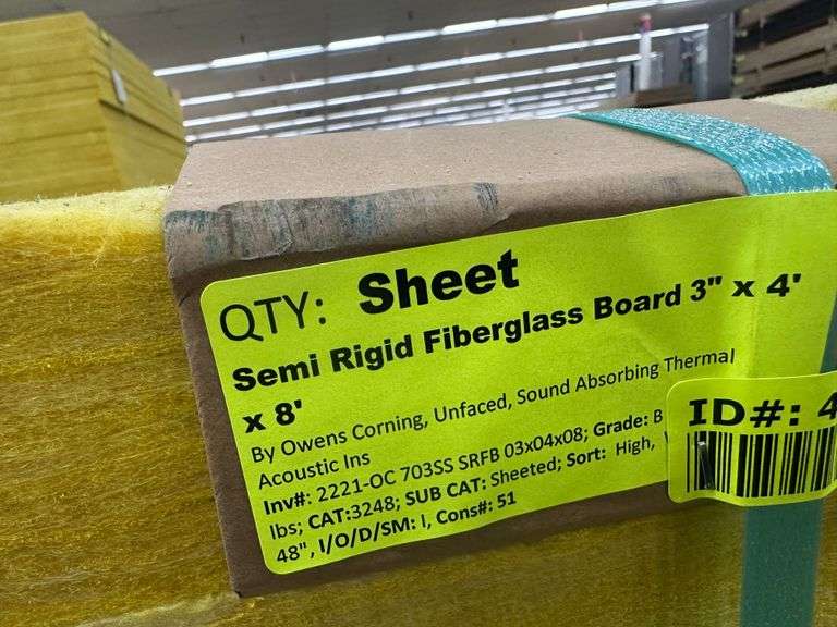 Semi Rigid Fiberglass Board 3"x4'x8' - Lambrecht Auction, Inc.