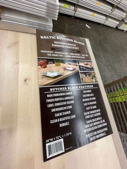 Baltic Birch Hardwood Butcher Block Countertop 1 3/4"x39"x72 ...