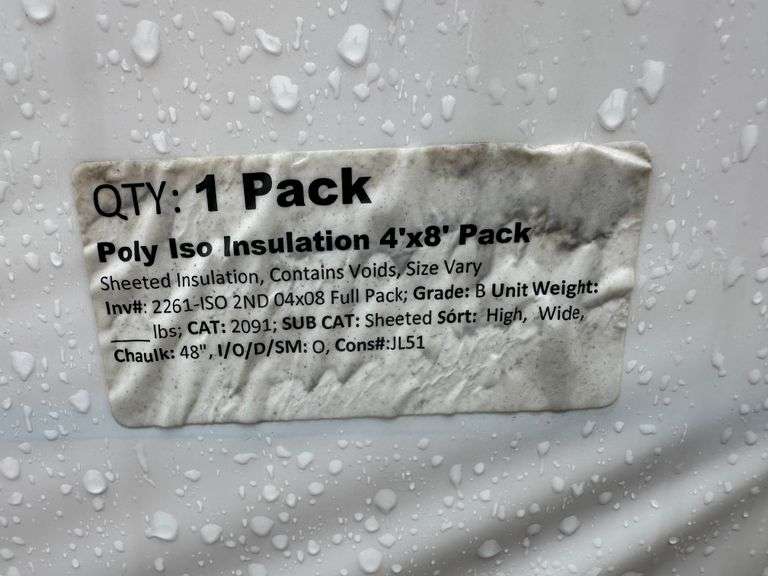 Poly Iso Insulation 4'x8' Pack - Lambrecht Auction, Inc.