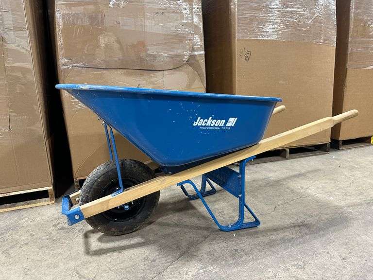 Jackson 6-cu ft 1 Wheel Steel Push Wheelbarrow Flat-Free Tire ...