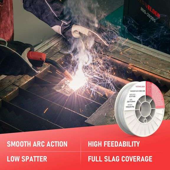 YESWELDER Flux Core Mig Wire, Mild Steel E71TGS .030-Diameter, 10-Pound ...