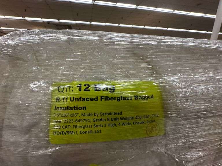 R-11 Unfaced Fiberglass Bagged Insulation - Lambrecht Auction, Inc.