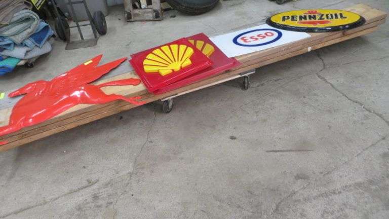 Five Metal Gasoline Signs - Lambrecht Auction, Inc.