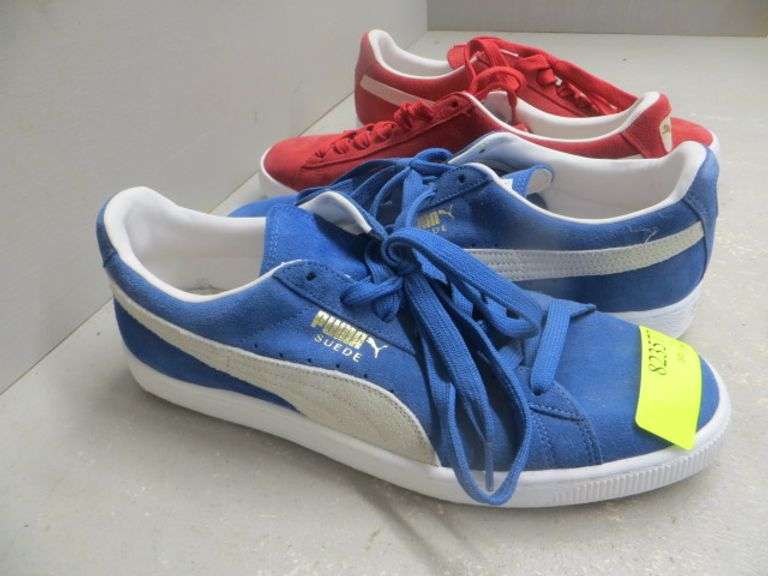 Sneakers - Puma Suede Blue & Red Swish 12 - Lambrecht Auction, Inc.