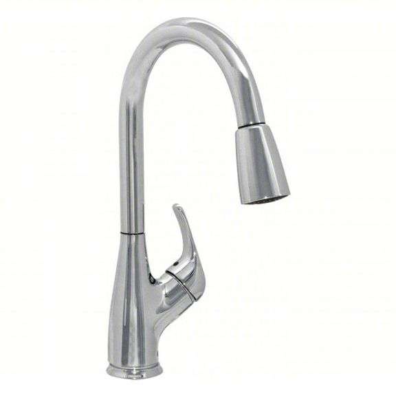 Chrome, Single Hole Faucet, Pull Down Spray Handle And Forward Only ...