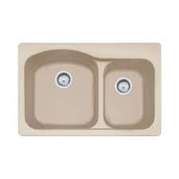 Granite Champagne Double Offset Sink 33"x22" - Lambrecht Auction, Inc.