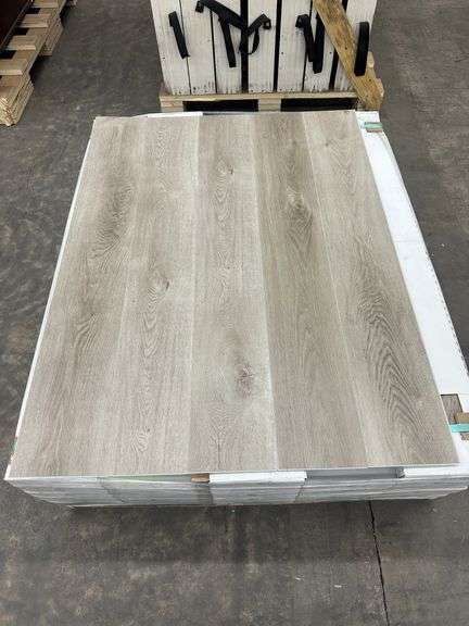 Field Gray Luxury Vinyl Plank Flooring 5mmx7"x48" - Lambrecht Auction, Inc.