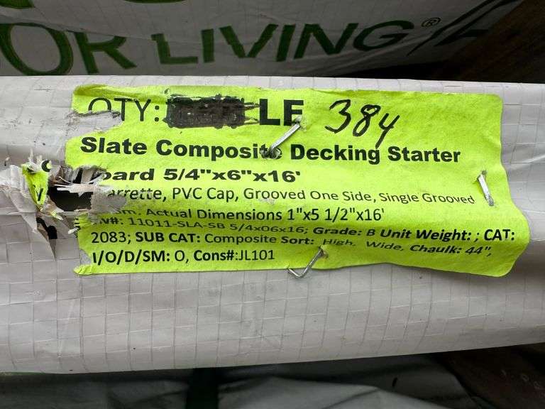 Slate Composite Starter Decking 5/4"x6"x16' - Lambrecht Auction, Inc.