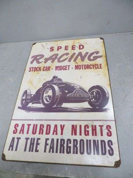 Metal Racing Sign 17.5x11.5" - Heavier Metal - Lambrecht Auction, Inc.