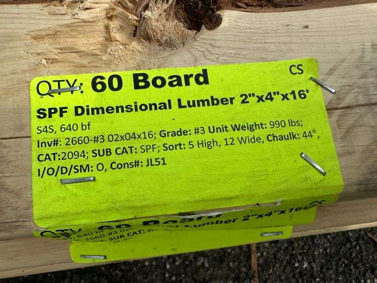 SPF Dimensional Lumber 2"x4"x16' - Lambrecht Auction, Inc.