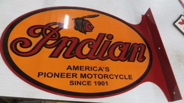 Indian Motorcycle Sign - Lambrecht Auction, Inc.