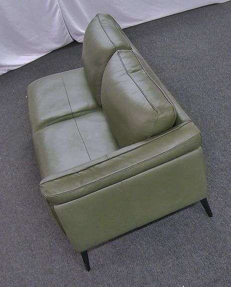 Macys Olive Leather Right Arm Facing Chaise Lounge - Lambrecht Auction ...