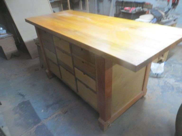 Rolling Maple Workbench w/ Drawer & Butcher Block Top - Lambrecht ...