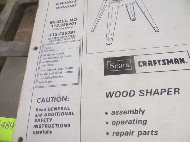 Craftsman Wood Shaper w/ Stand Model 113.239291 - Lambrecht Auction, Inc.