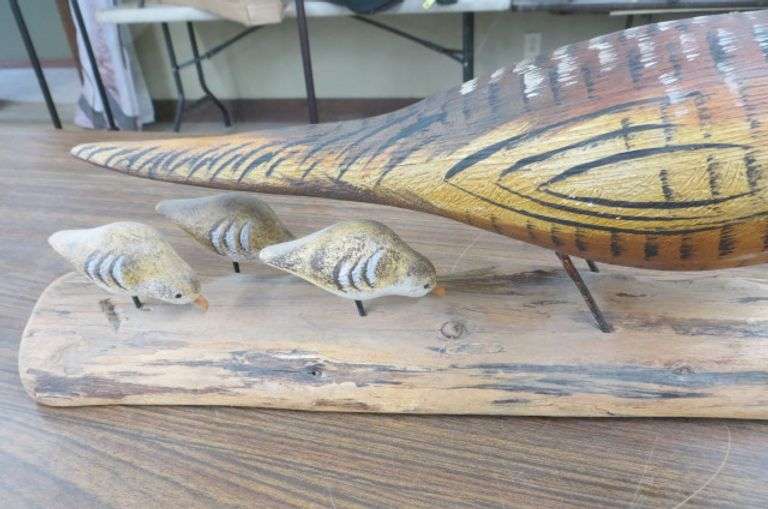 Carved Wooden Pheasant w/3 Chicks - Richard Morgan 2014 - Lambrecht ...
