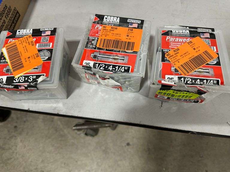 Cobra Anchors Carbon Steel Stainless Still Wedge Hex Head - Lambrecht Auction, Inc.