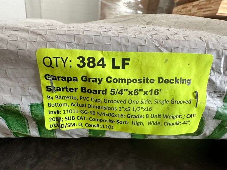 Garapa Gray Composite Starter Decking 5/4"x6"x16' - Lambrecht Auction, Inc.