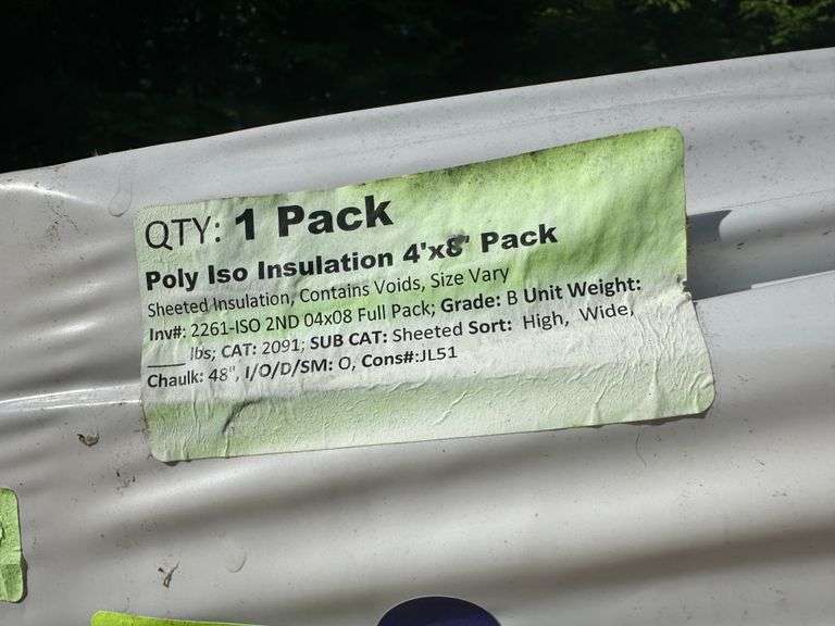 Poly Iso Insulation 4'x8' Pack - Lambrecht Auction, Inc.