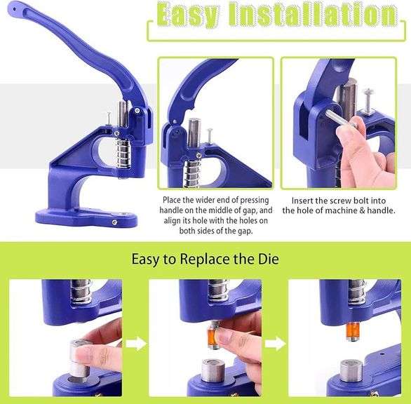 Keadic Hand Press Snap Machine with Size 20 Dies Set and 24 Size 384 ...