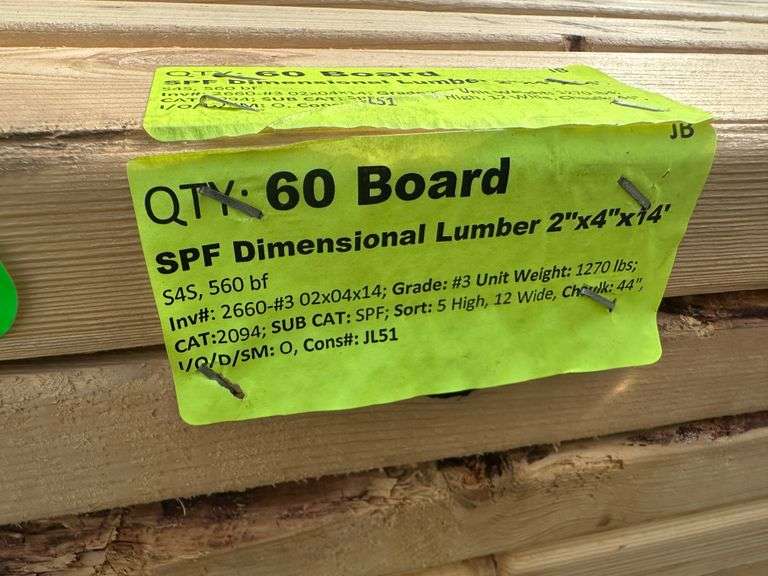 SPF Dimensional Lumber 2"x4"x14' - Lambrecht Auction, Inc.