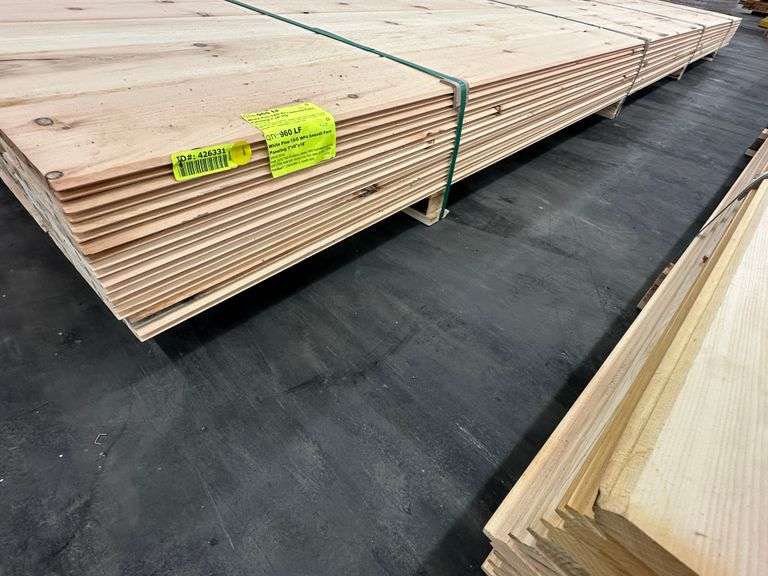 White Pine T&G WP4 Smooth Face Paneling 1"x8"x16' - Lambrecht Auction, Inc.